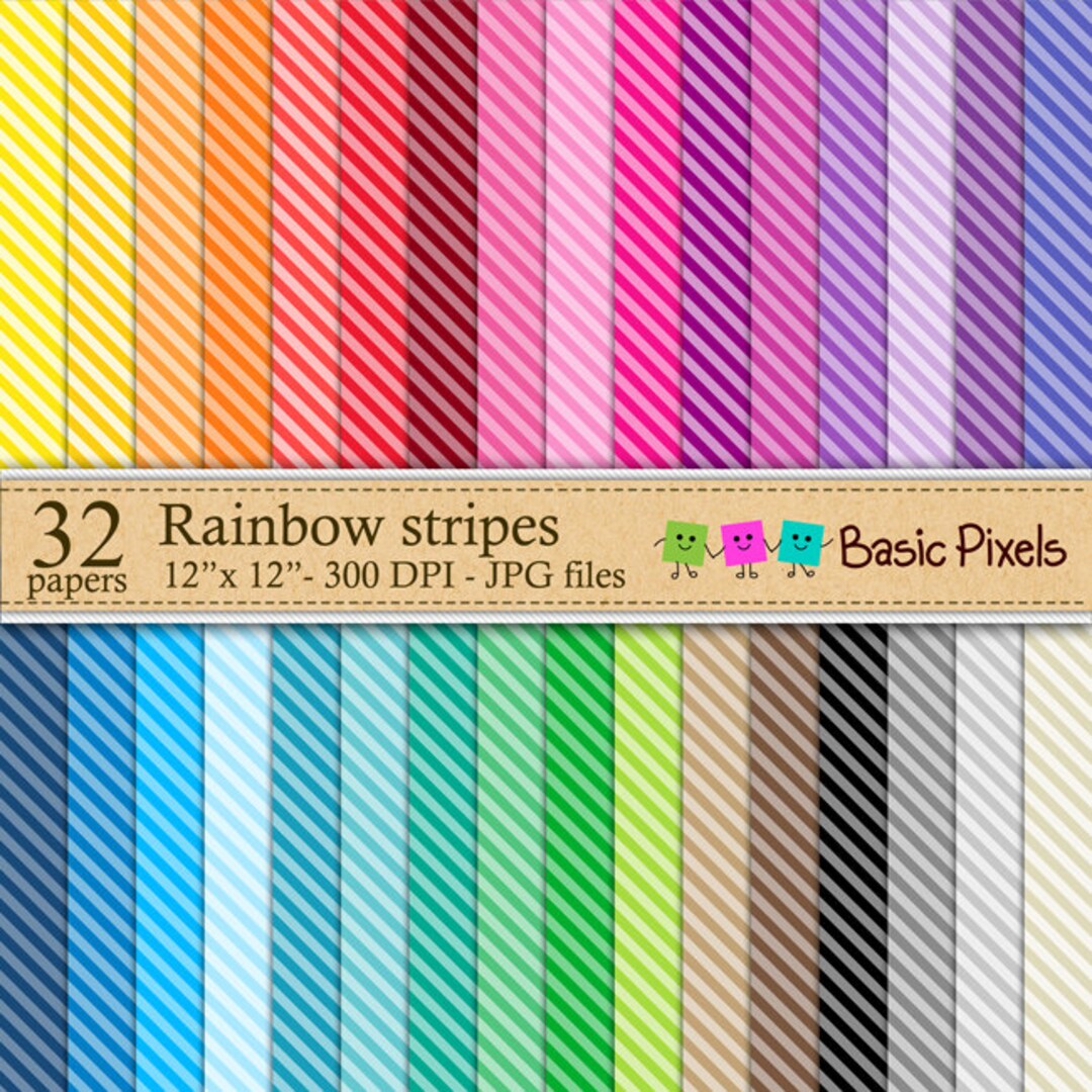 Rainbow Stripes - Patterns - Backgrounds - Personal and Commercial - Etsy