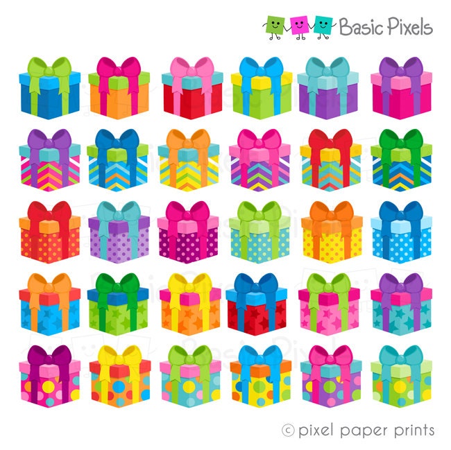 Gift Clipart Digital Clip Art Colorful Gifts Personal and - Etsy UK