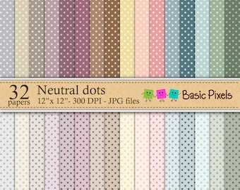 Neutral Large Dots Digital Papers Patterns Backgrounds | Etsy