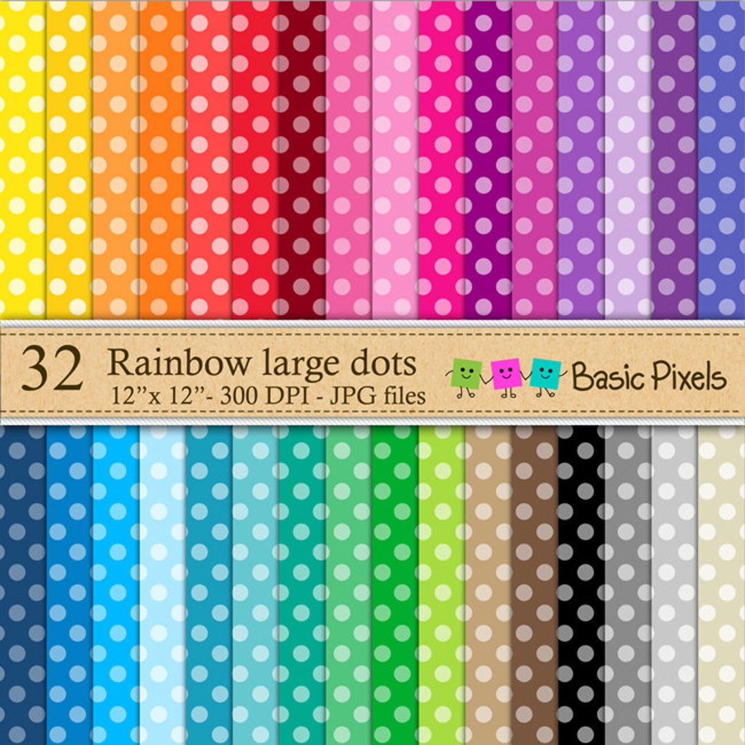 Rainbow Large Dots Digital Papers - Patterns - Backgrounds - Personal ...