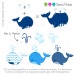Nautical Whales Clipart Digital Clip Art Personal and Commercial Use ...