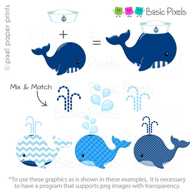 Nautical Whales clipart Digital Clip Art Personal and - Etsy.de