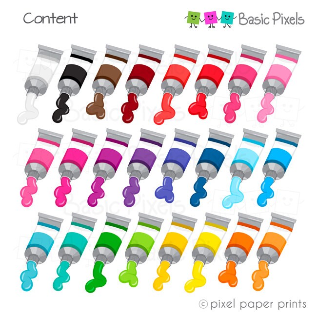 Painting Supplies - Digital Clip Art - Paints and Brushes- Art Party ...