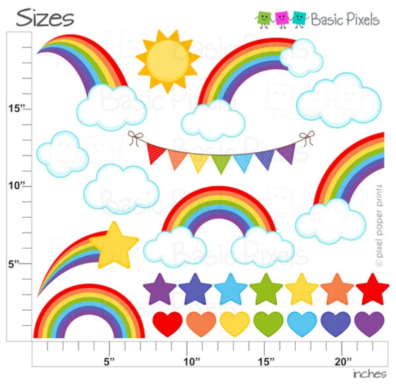 Rainbow Clipart - Digital Clip Art - Personal and Commercial Use - Etsy ...