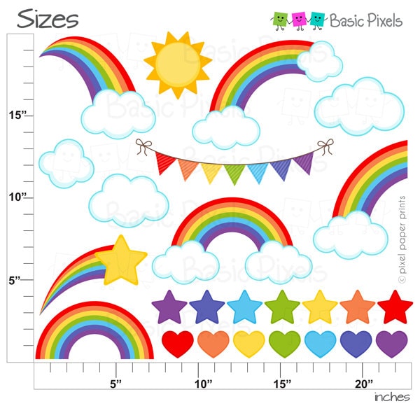 Rainbow Clipart - Digital Clip Art - Personal and Commercial Use - Etsy