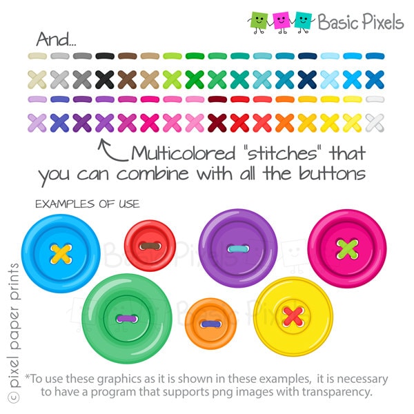 Button Clipart - Digital Clip Art - Personal and Commercial Use - Etsy