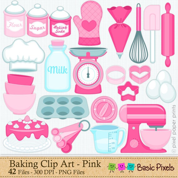 Baking Clipart Pink Kitchen Digital Clip Art Personal and | Etsy