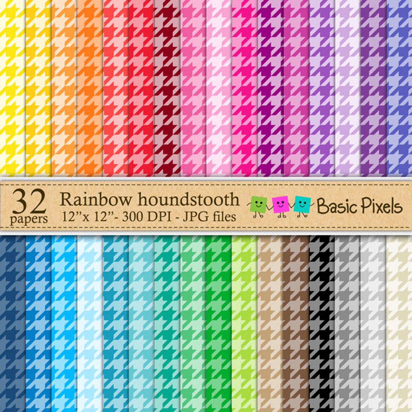Rainbow Houndstooth Patterns Backgrounds Personal and | Etsy