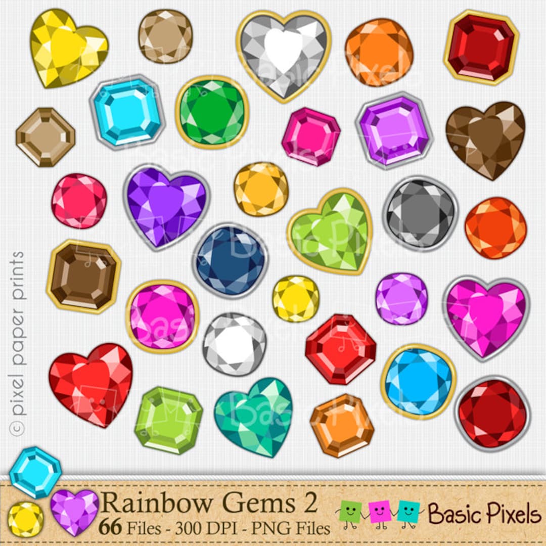 Rainbow Gems Clipart - Digital Clip Art - Personal and Commercial Use ...