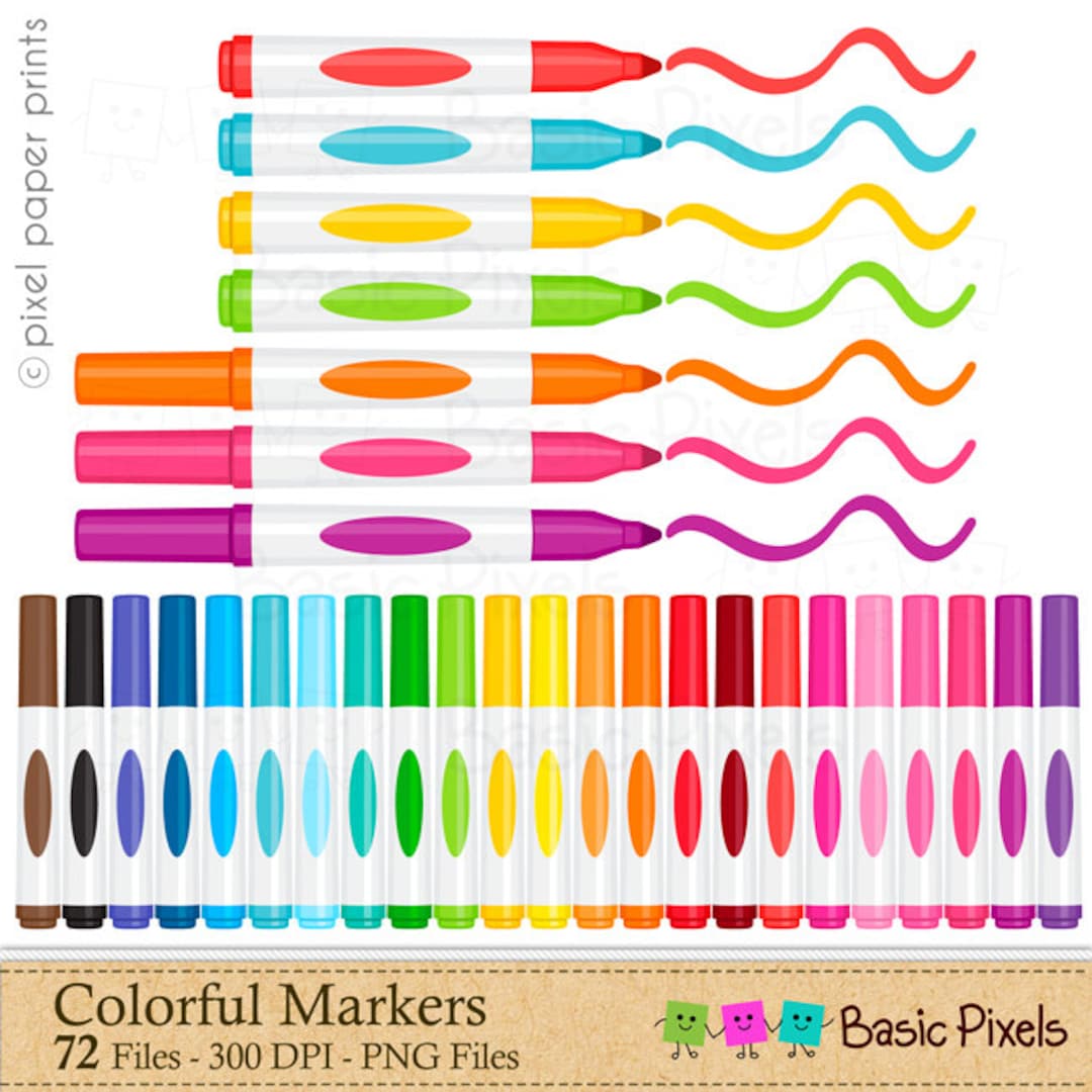 Marker Clipart - Digital Clip Art - Art Supplies - Art Party - Personal ...