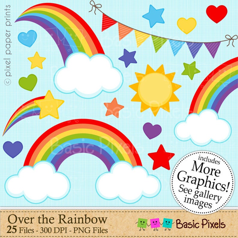 Rainbow Clipart - Digital Clip Art - Personal and Commercial Use - Etsy ...