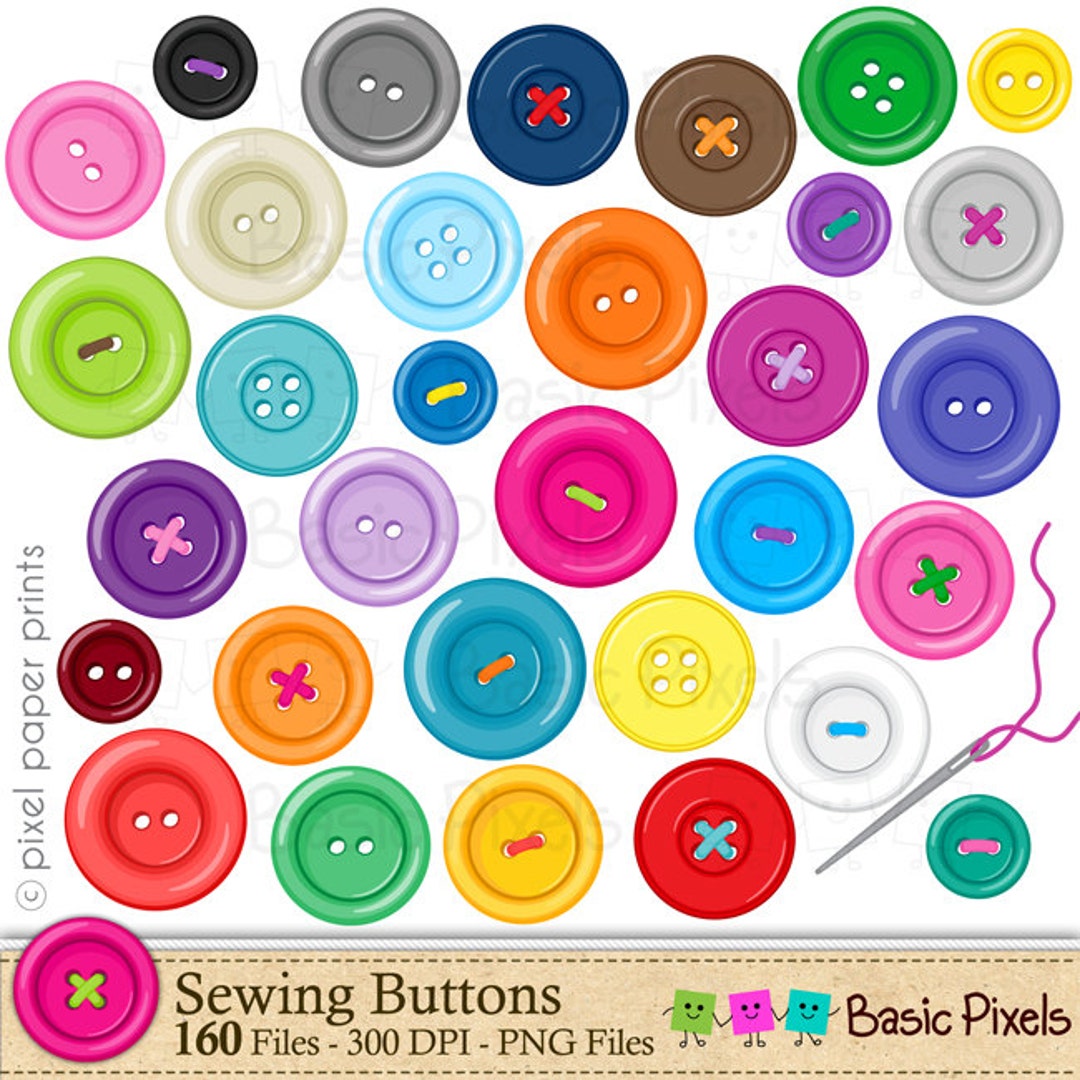 Button Clipart - Digital Clip Art - Personal and Commercial Use - Etsy