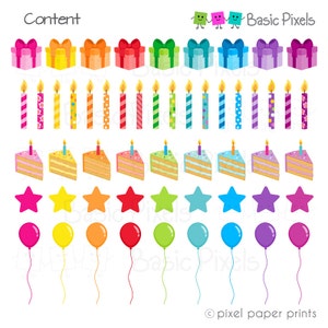 Birthday Clipart - Digital Clip Art - Rainbow Birthday - Personal and ...