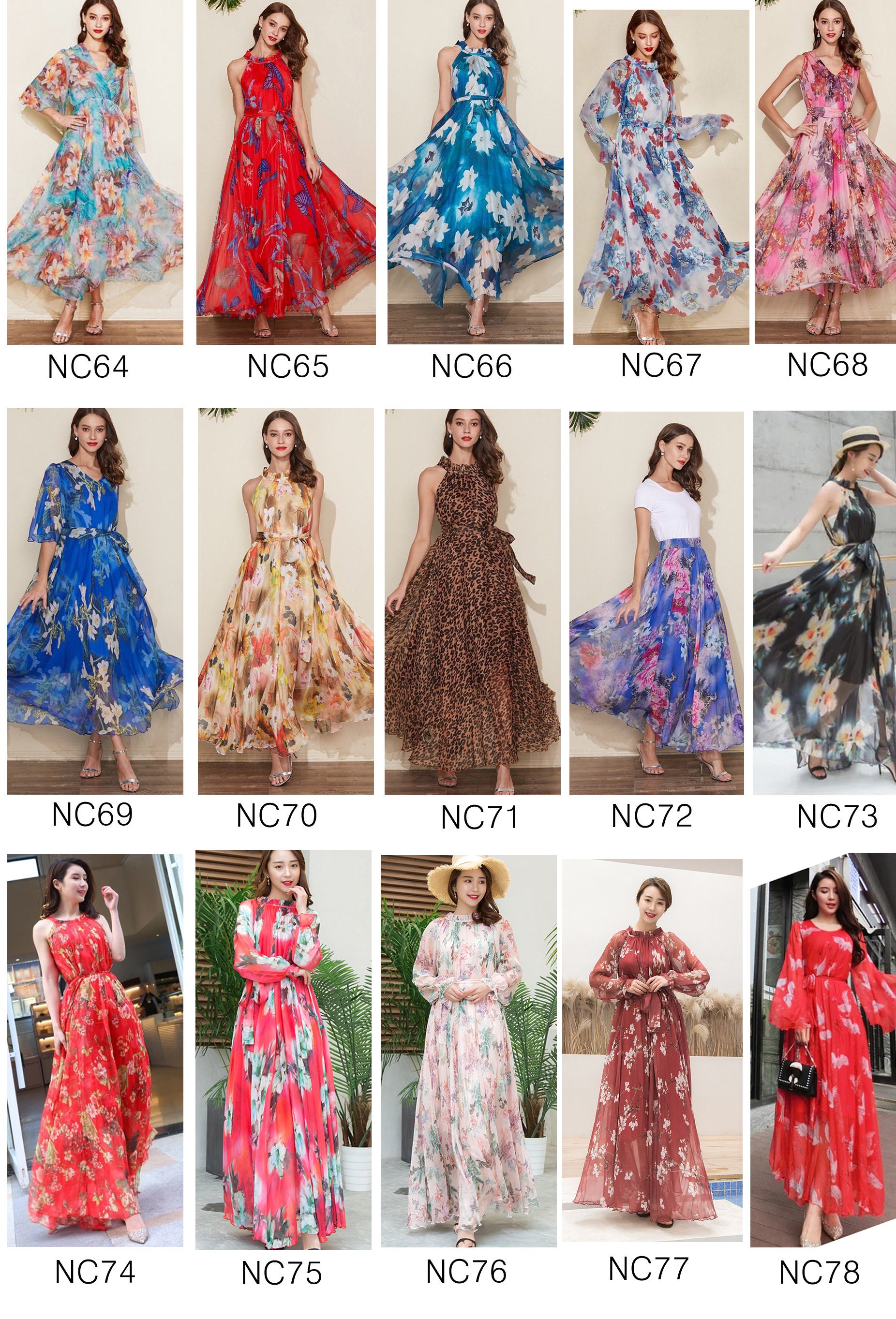 Chiffon Dress Color Card - Etsy Australia