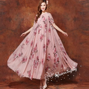110 Colors Chiffon Rose Flower Long Party Dress Evening Wedding ...
