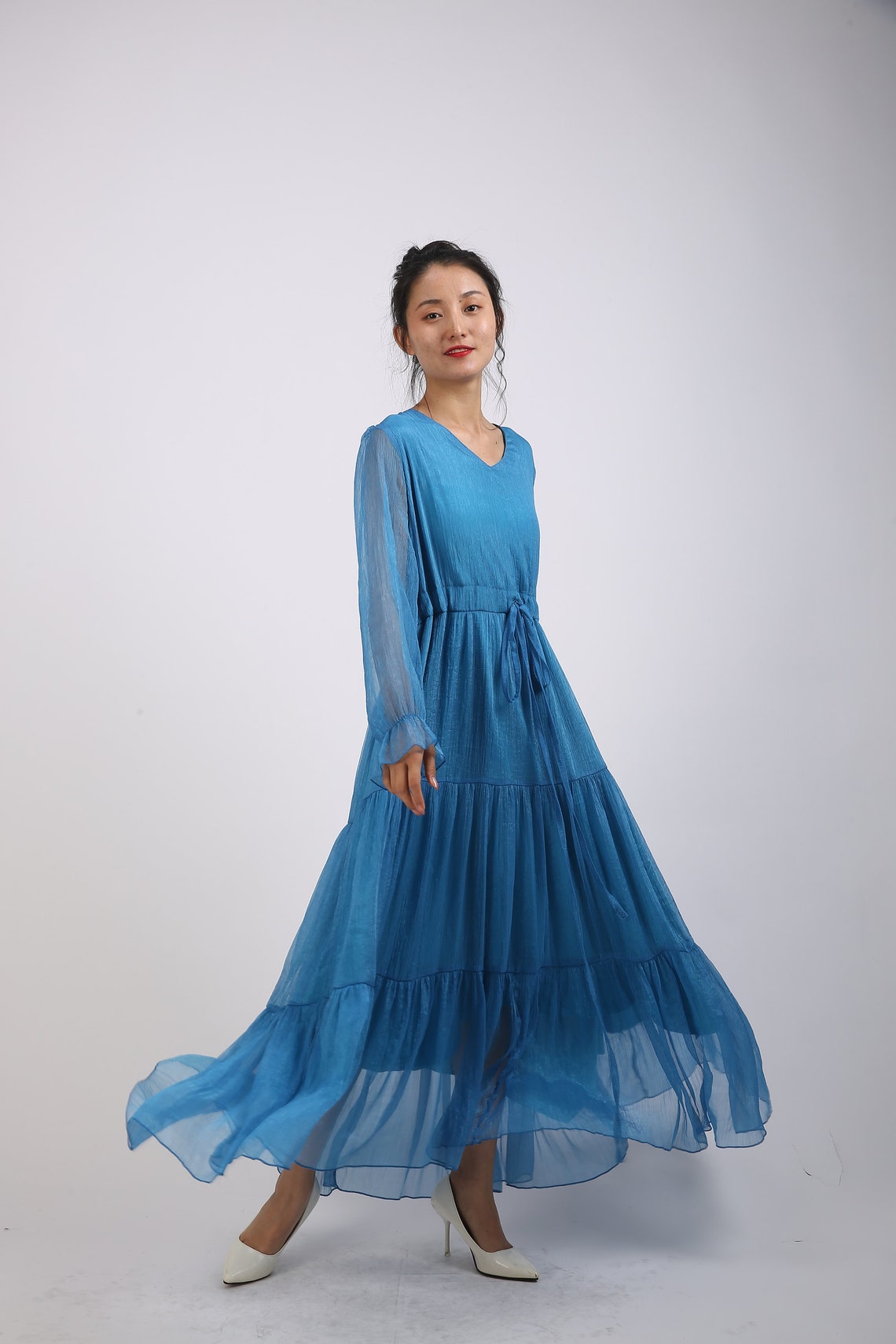 110 Colors Chiffon Blue Tea Length Party Evening Wedding | Etsy