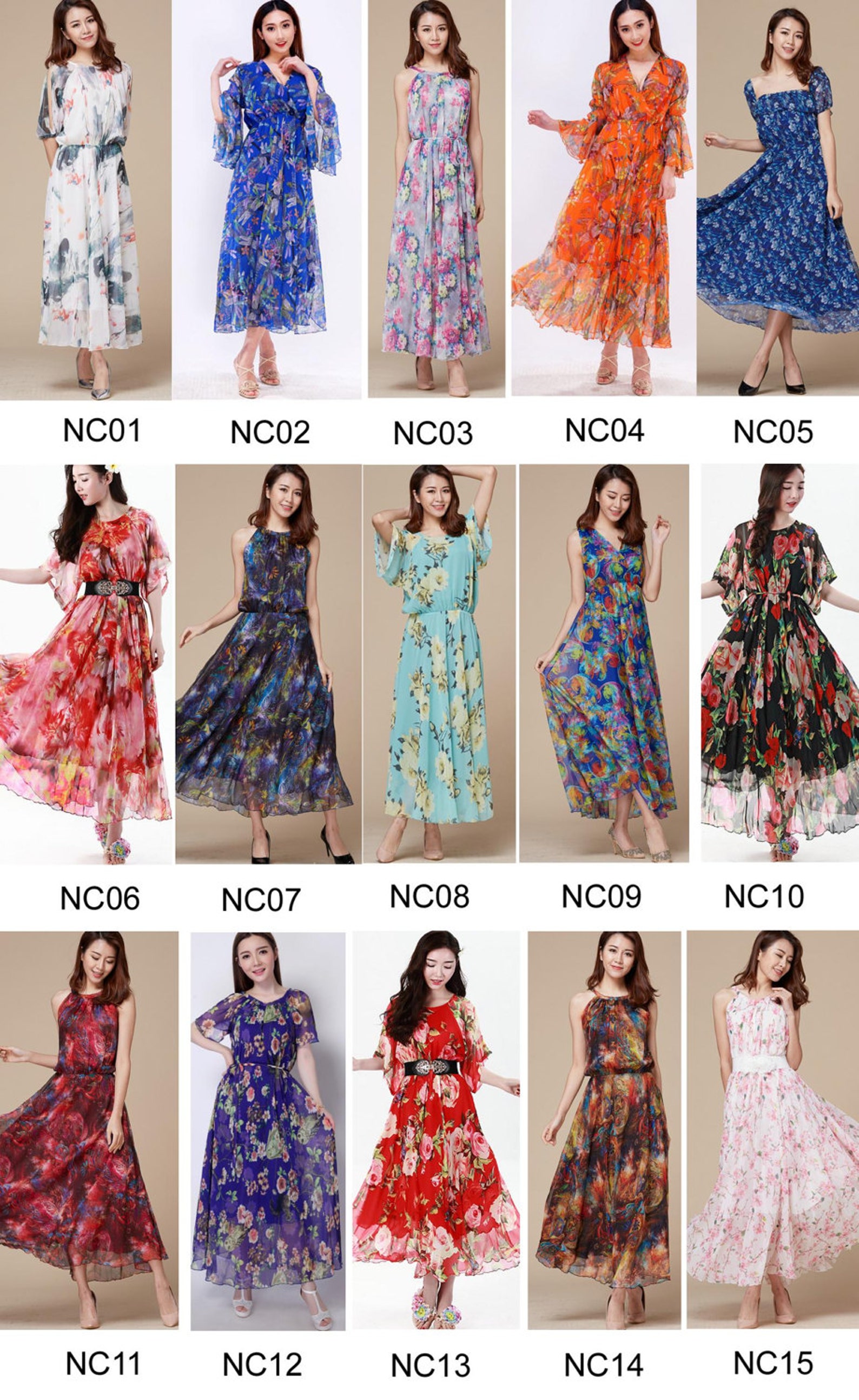 Chiffon Dress Color Card - Etsy