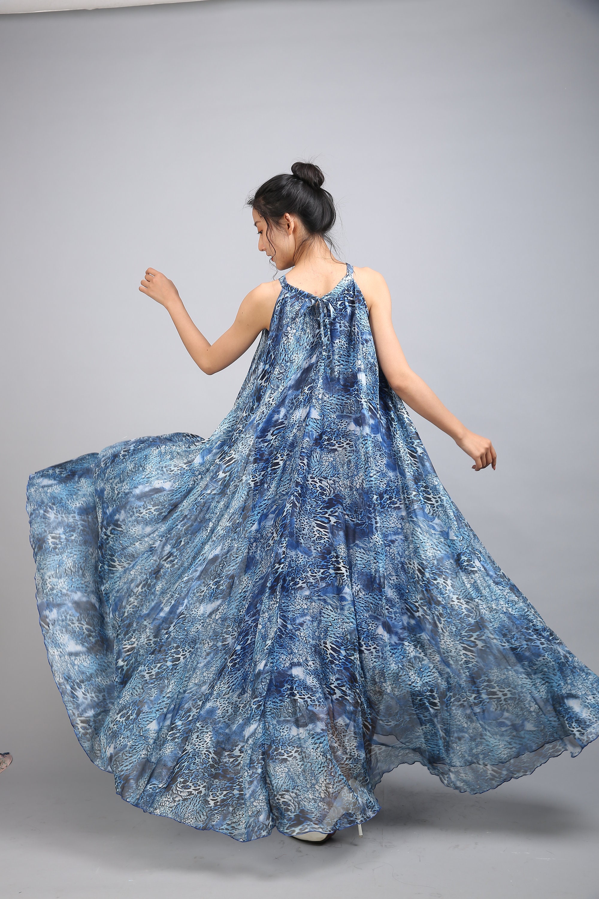 110 Colors Chiffon Blue Floral Flower Long Party Evening | Etsy