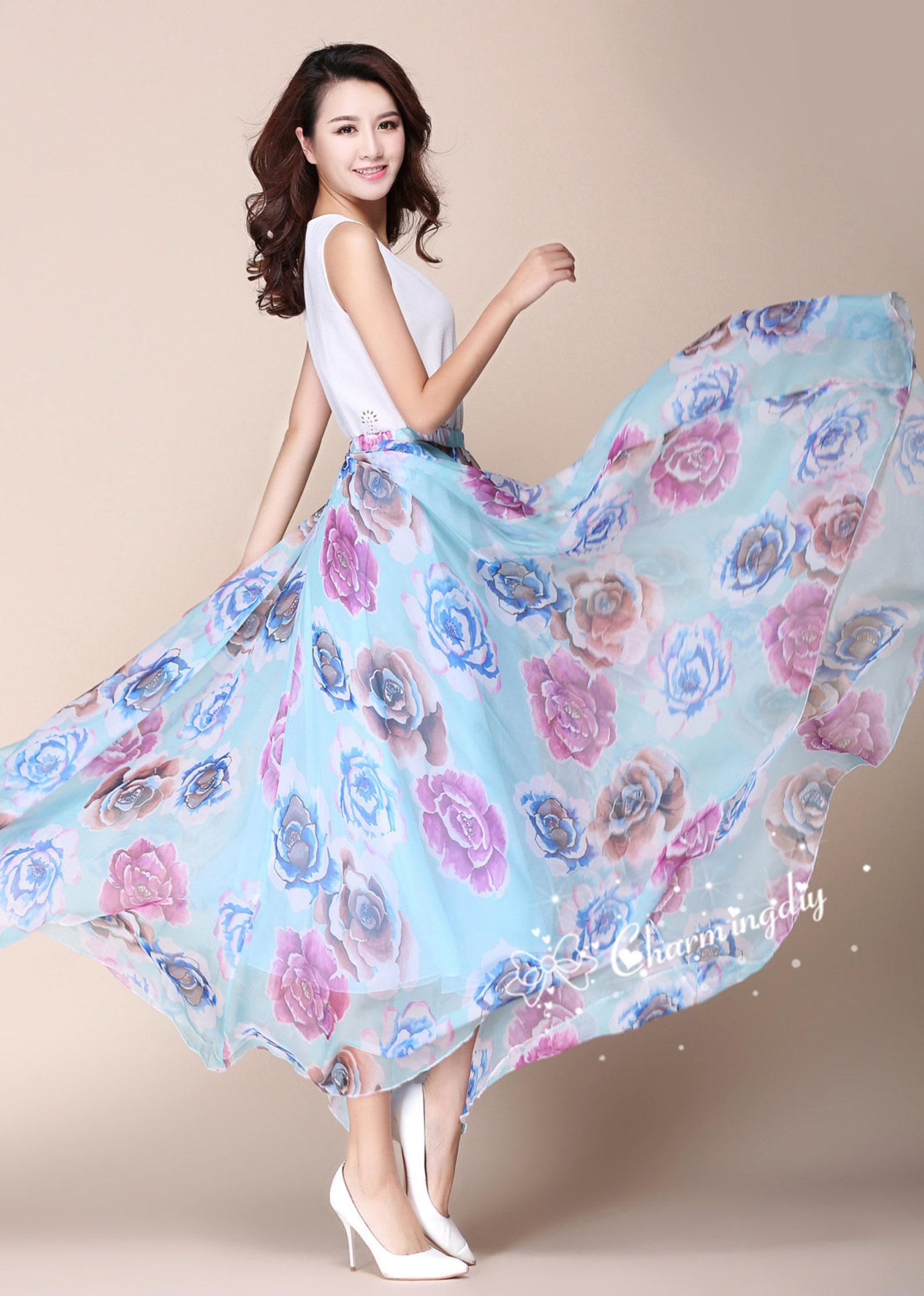 110 Colors Chiffon Skirt Long Maxi Sundress Beachdress Holiday Dress ...