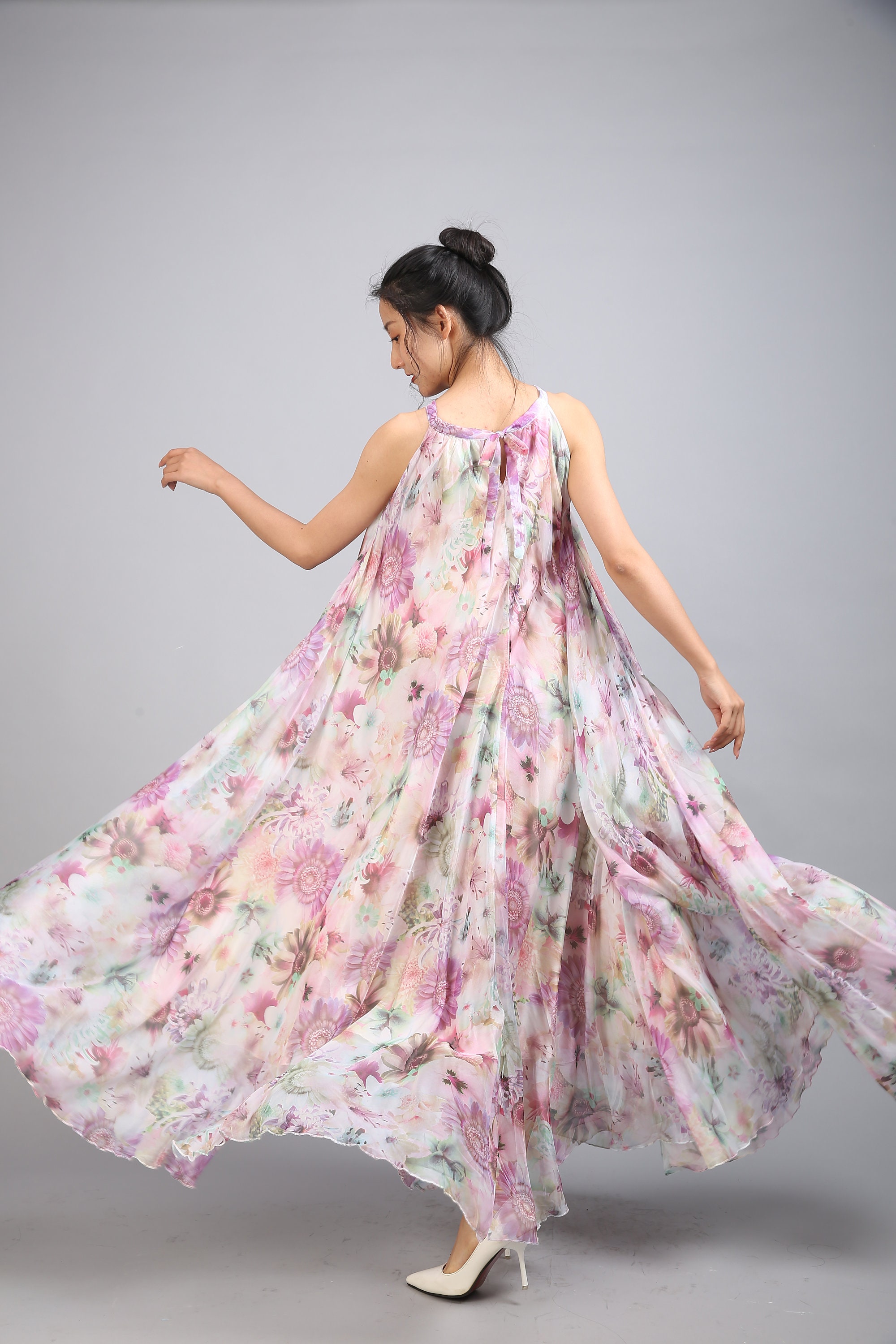 110 Colors Chiffon Purple Floral Flower Long Party Evening | Etsy