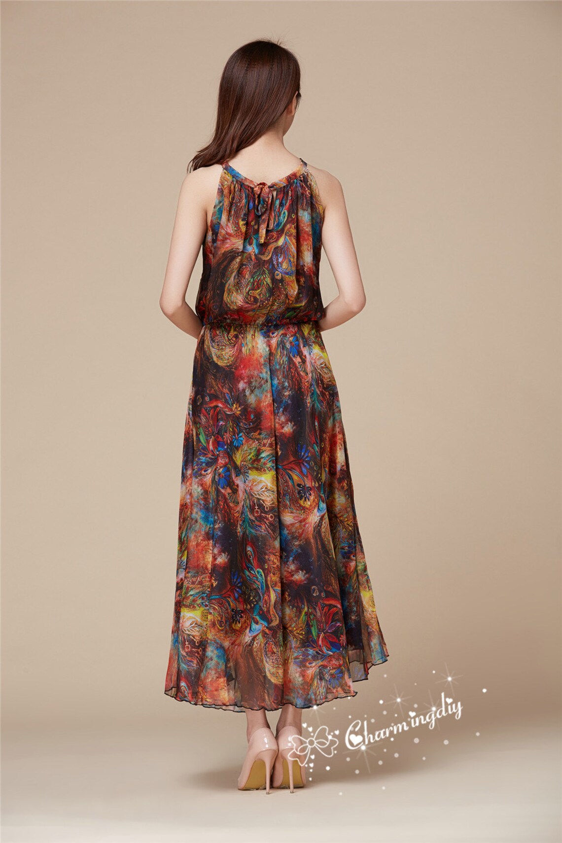 110 Colors Chiffon Orange Floral Flower Long Length Party | Etsy