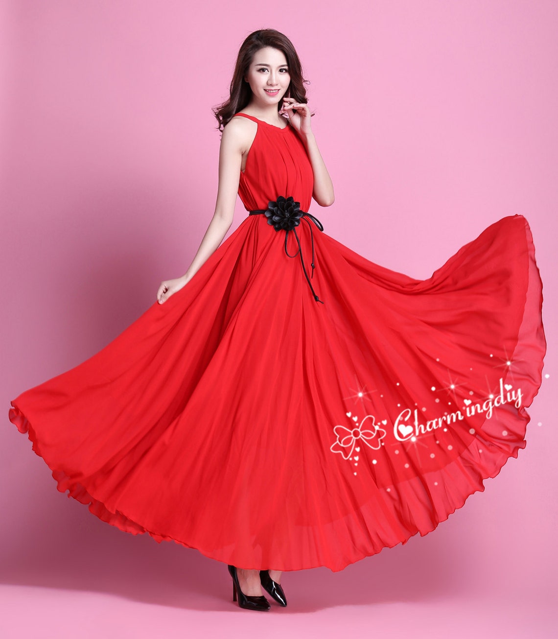 110 Colors Chiffon Red Long Party Dress Evening Wedding - Etsy