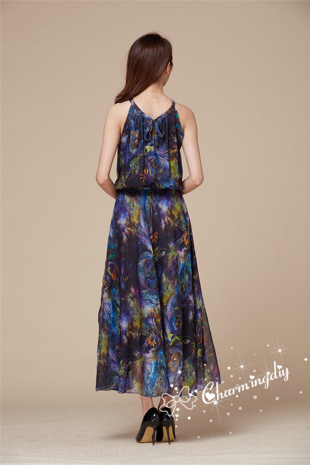 110 Colors Chiffon Blue Floral Flower Long Party Evening | Etsy