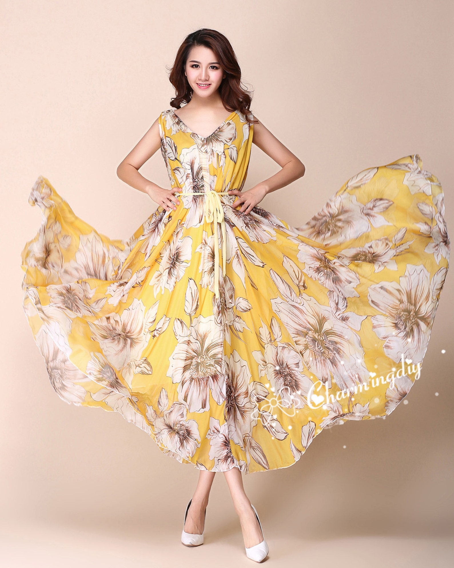 110 Colors Chiffon Yellow Flower Long Party Evening Wedding - Etsy