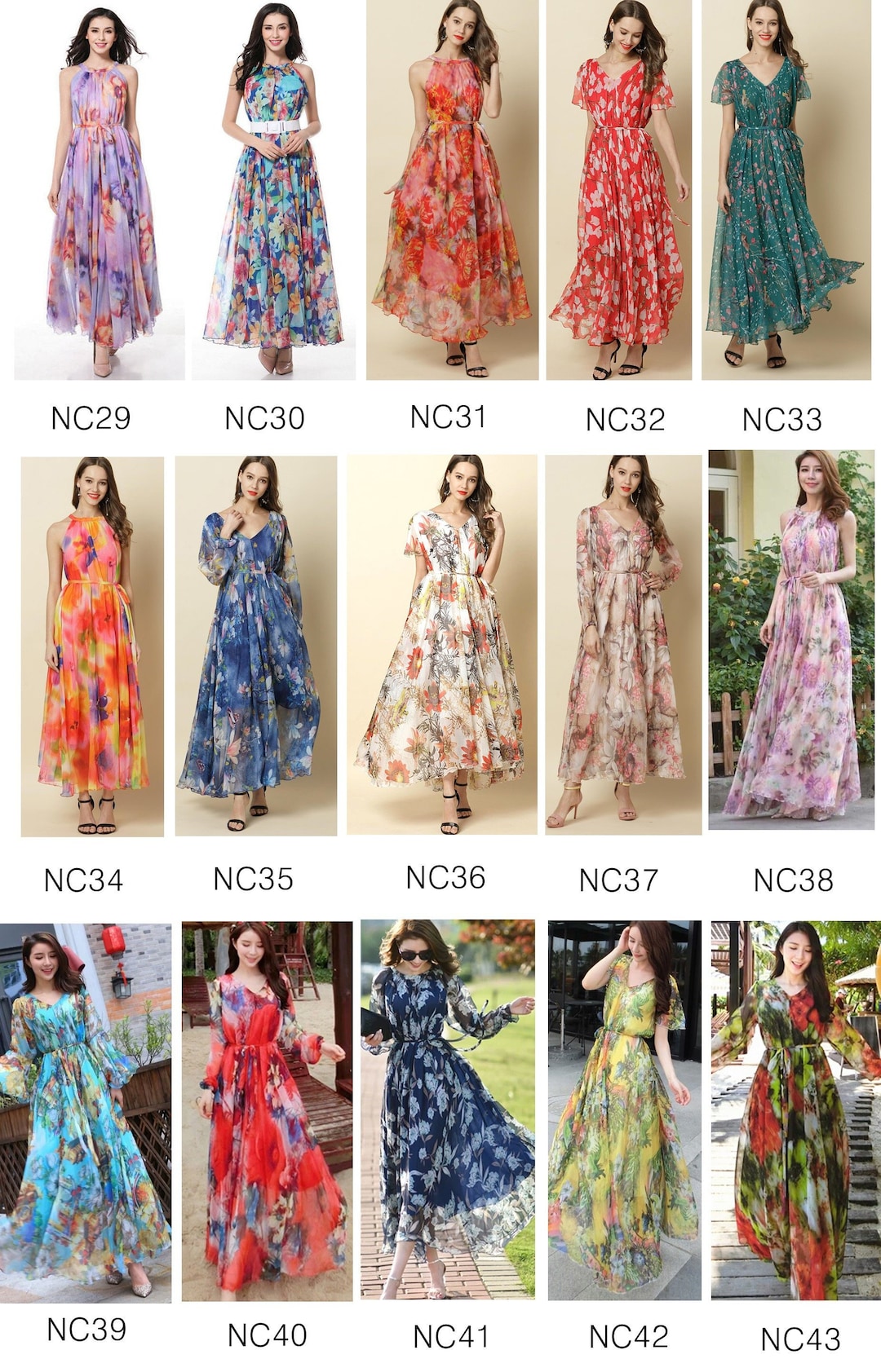 Chiffon Dress Color Card - Etsy