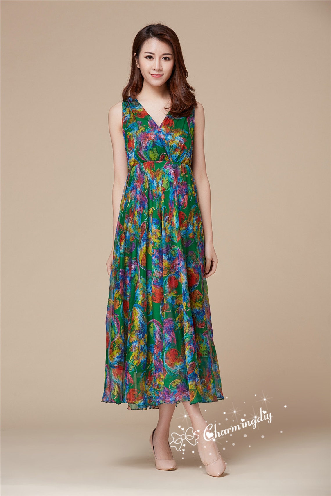 110 Colors Chiffon Green Flower Long Length Party Evening - Etsy