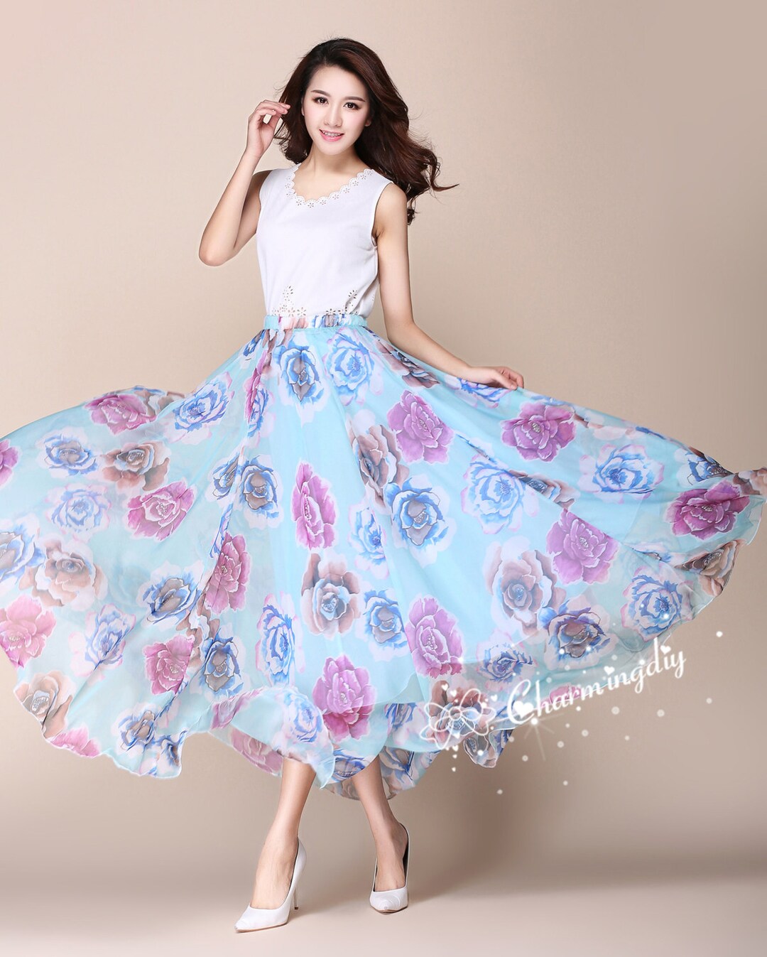 110 Colors Chiffon Skirt Long Maxi Sundress Beachdress Holiday Dress ...