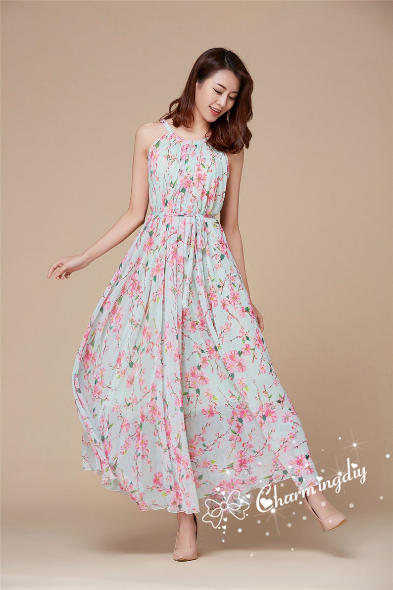 110 Colors Chiffon Green Pink Flower Long Party Evening - Etsy