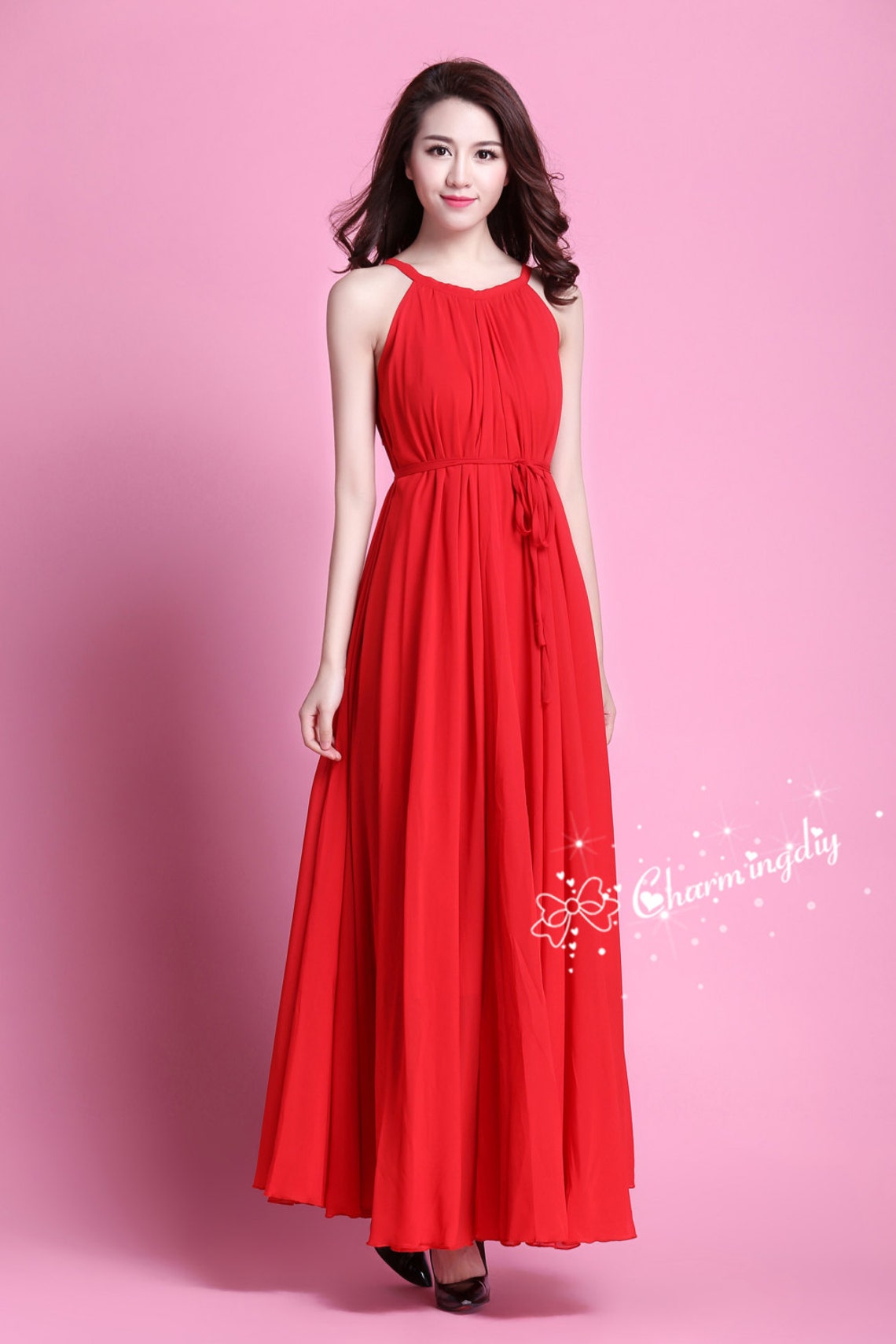 110 Colors Chiffon Red Long Party Dress Evening Wedding - Etsy