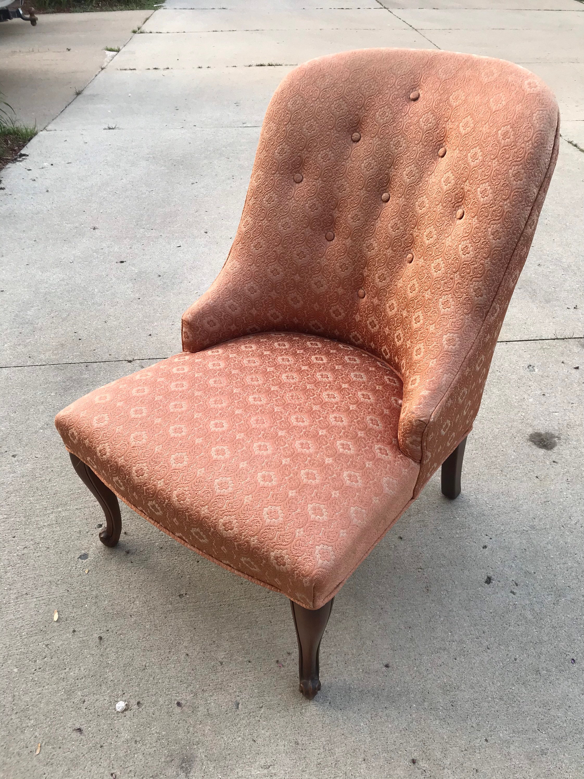 Antique Mid-century Vintage Tufted Slipper Wood Side Chair - Etsy