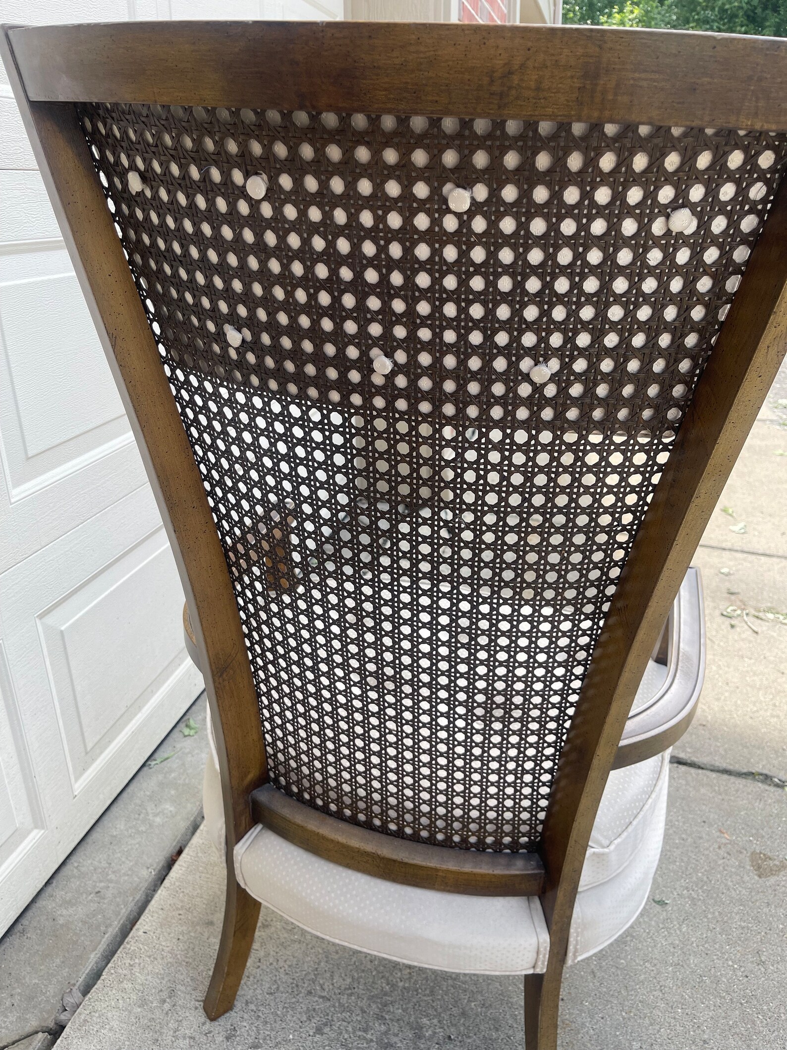 Vintage Mid-century Tufted High Back Cane Chair - Etsy