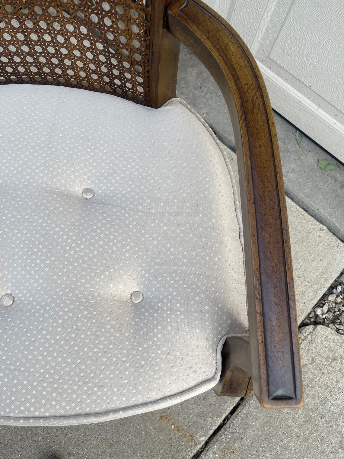 Vintage Mid-century Tufted High Back Cane Chair - Etsy