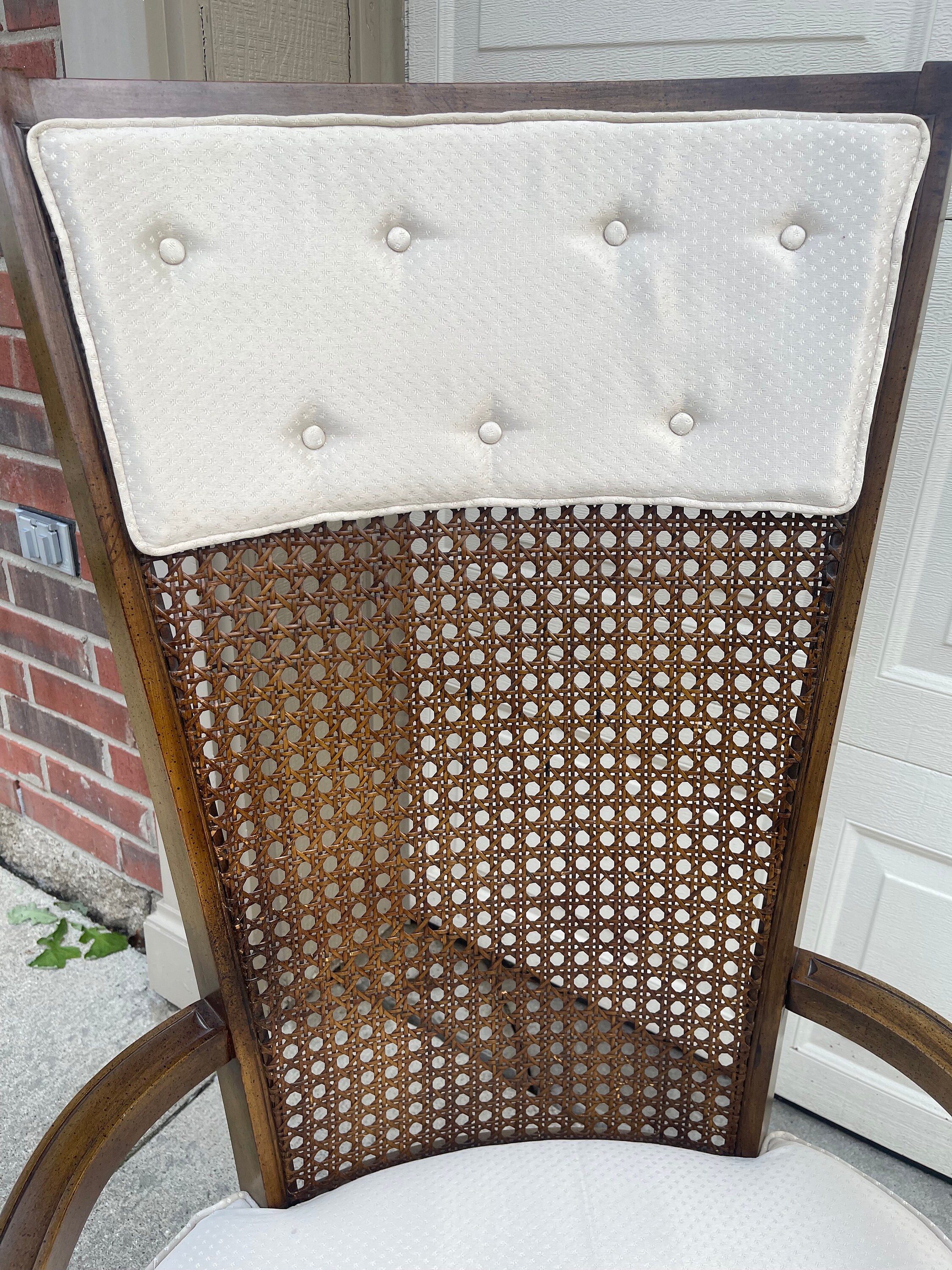 Vintage Mid-century Tufted High Back Cane Chair - Etsy