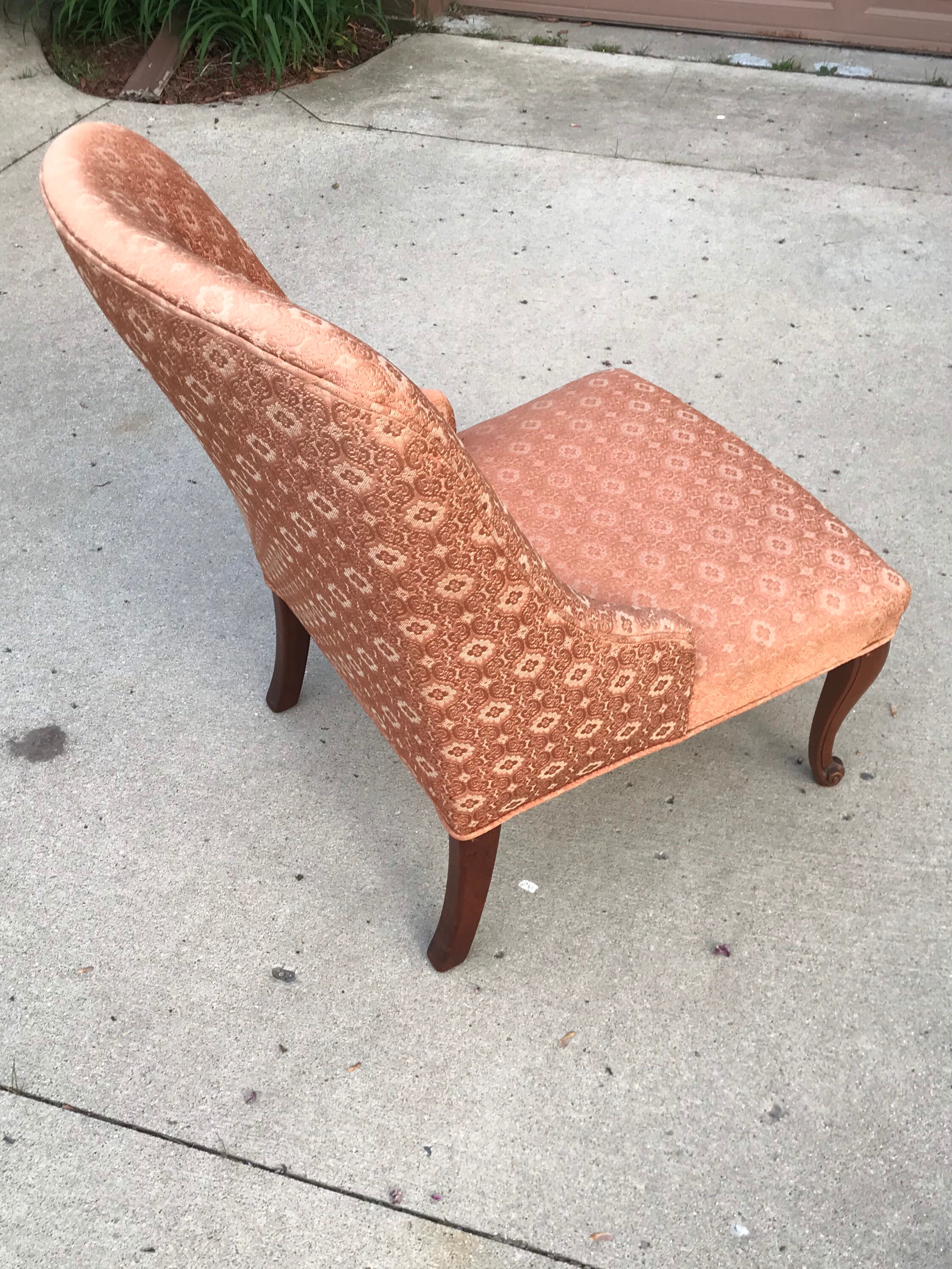 Antique Mid-century Vintage Tufted Slipper Wood Side Chair - Etsy