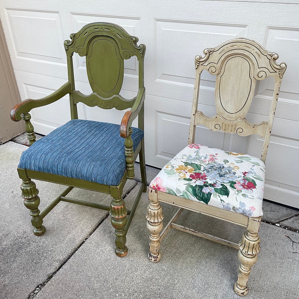 2x Antique Vintage Country Farm House Distressed Chairs - Etsy