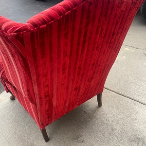 Vintage Red Velvet Queen Ann Winged Chair - Etsy