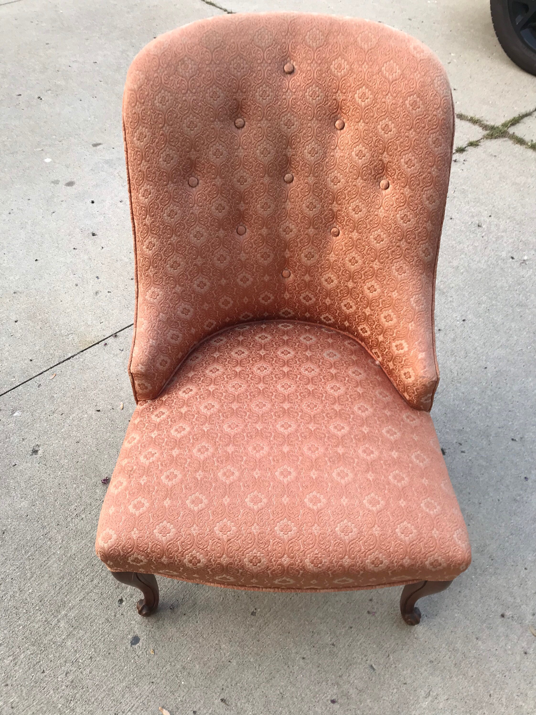 Antique Mid-century Vintage Tufted Slipper Wood Side Chair - Etsy