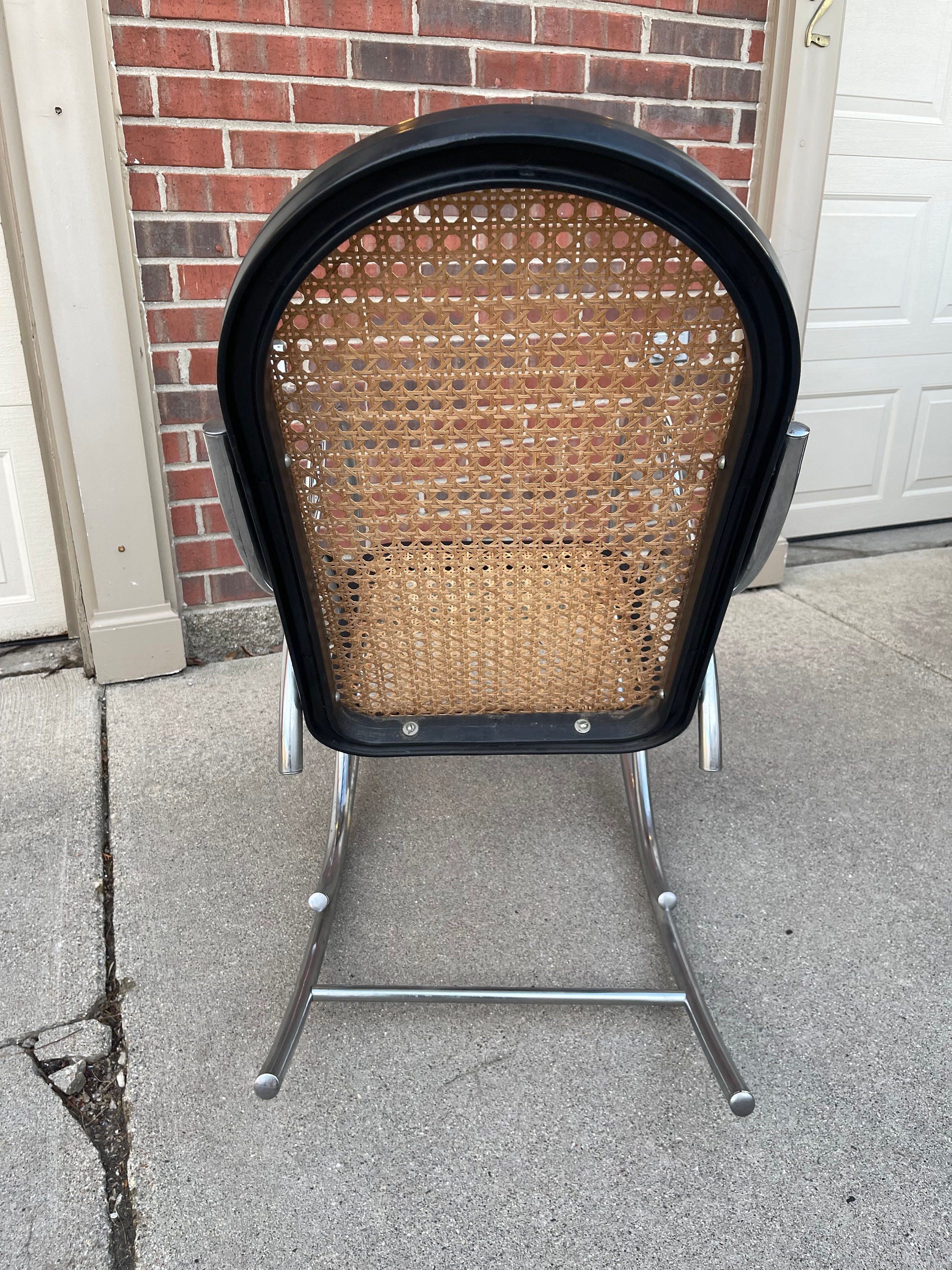 Mid-century Scroll Chrome Tubular Cane Rocking Chair - Etsy