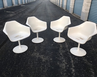 4x Mid century Fiberglass Sarrinen Knoll Style Tulip Chairs Etsy