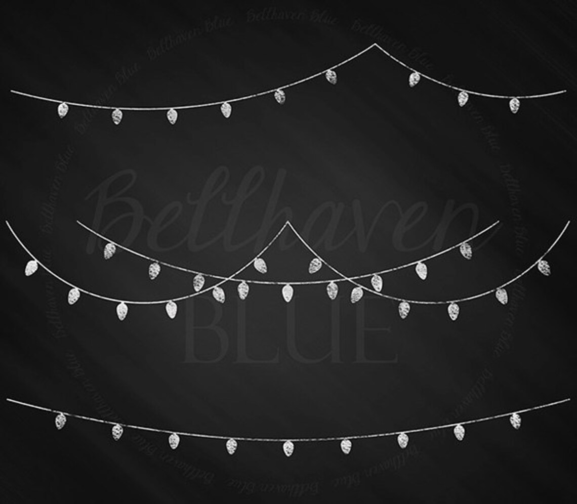 Chalkboard String Light Garland Clipart | Etsy