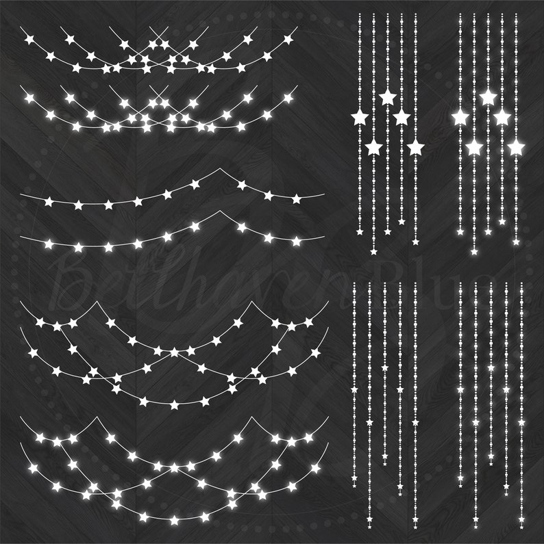 Star String Light & Garland Clipart, PNG, Transparent Background, EPS ...