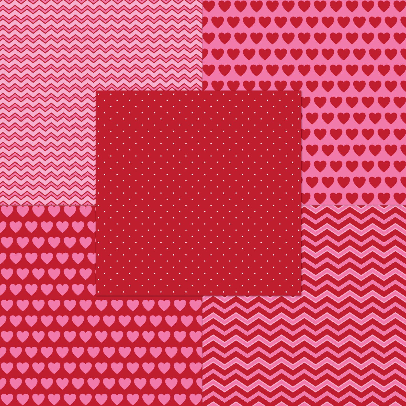 Pink and Red Valentine Digital Paper - Etsy