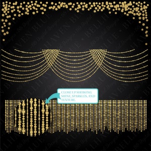 Gold String Light & Garland Clipart, Sparkle, Shine, Fairy, Christmas ...