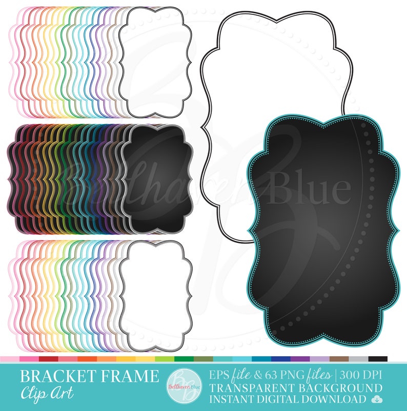 Bracket Frame Clipart, Chalkboard Frame, Instant Download, Vector, EPS ...