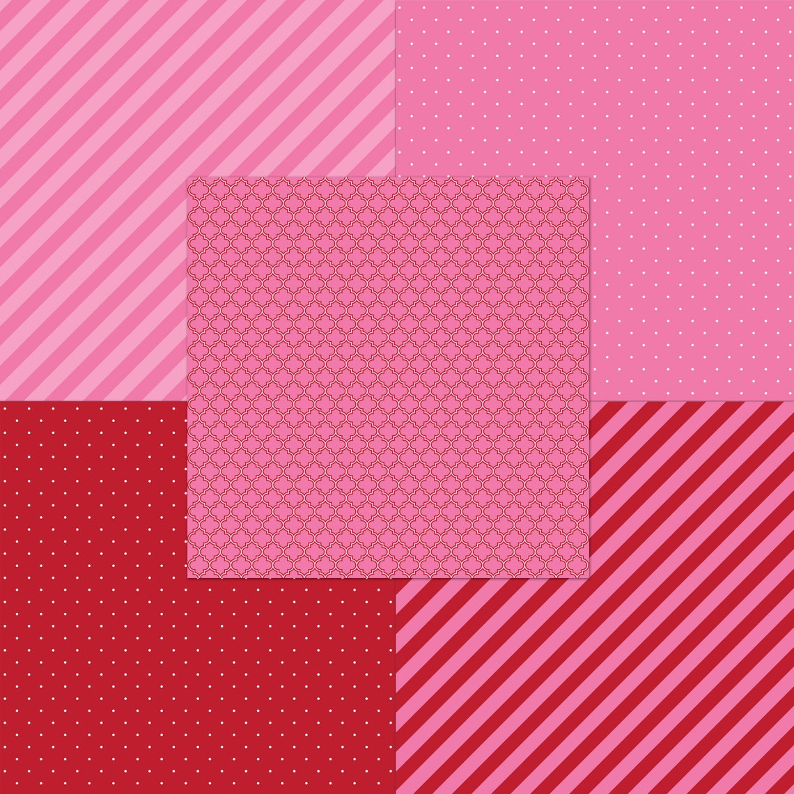 Pink and Red Valentine Digital Paper - Etsy