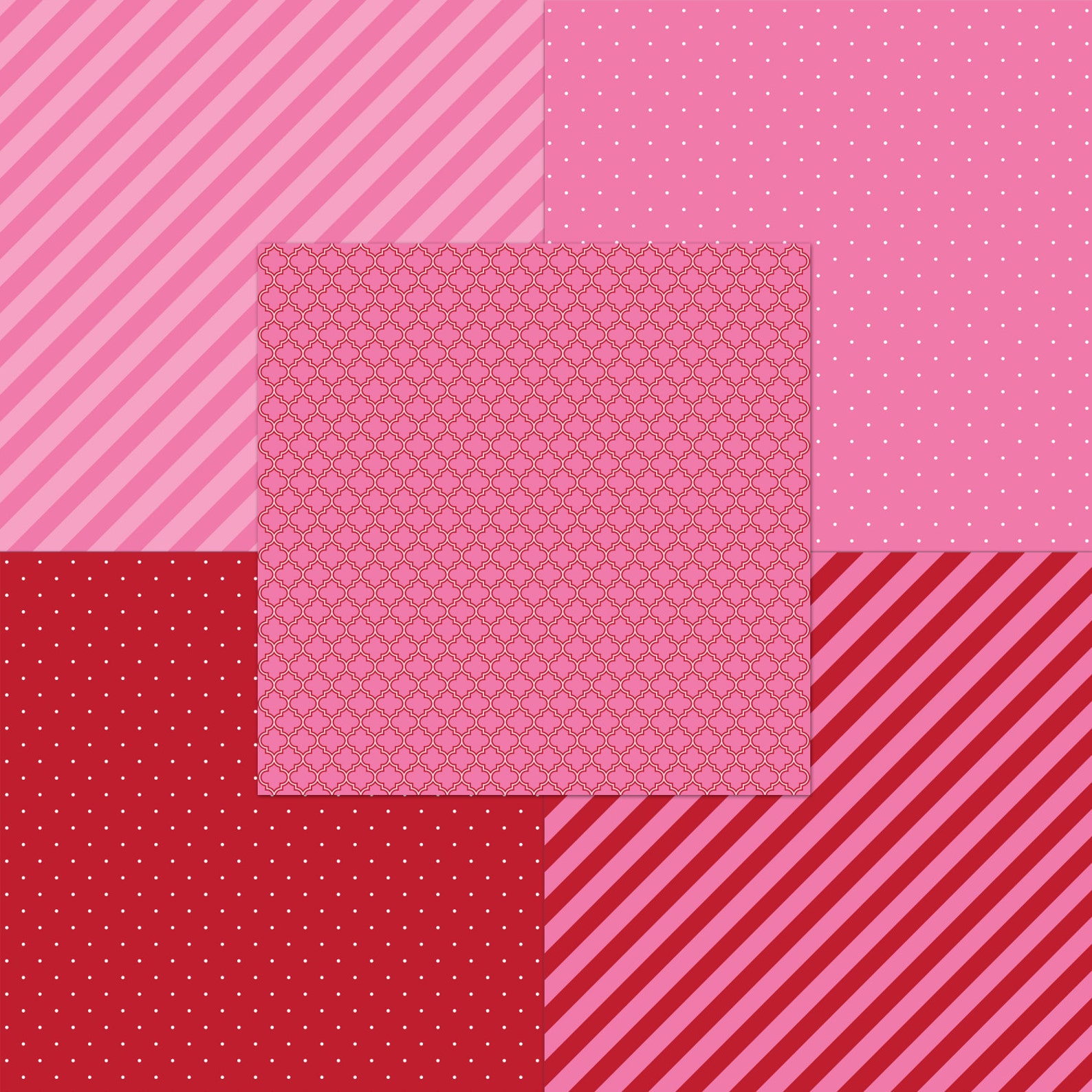 Pink and Red Valentine Digital Paper - Etsy